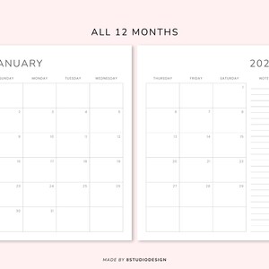 2022 Monthly Planner Printable, Dated Month on 2 Pages, Monthly ...