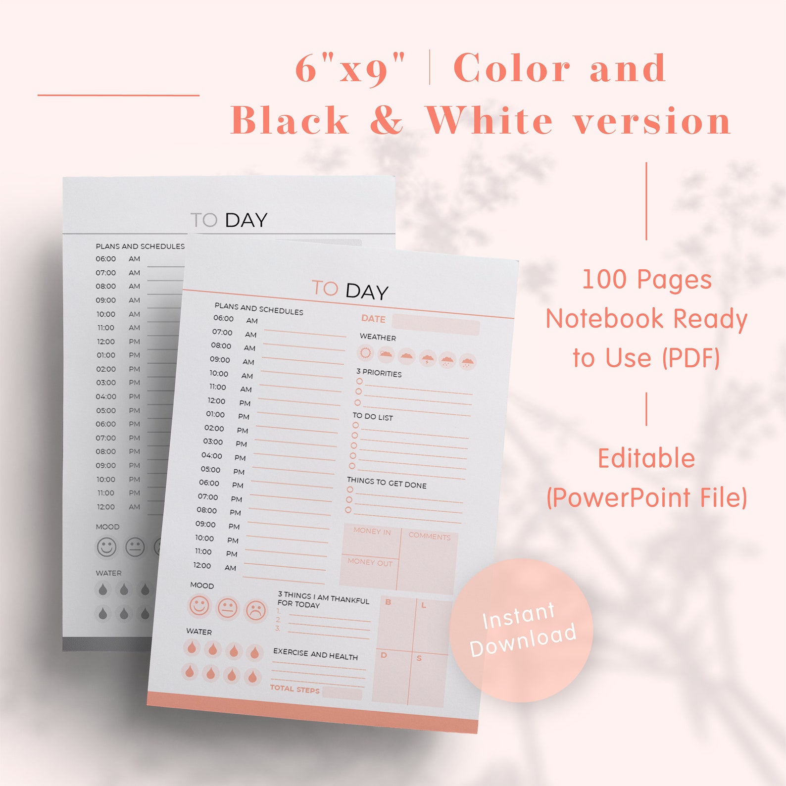 Day on One Page Planner Template KDP Interiors Editable, Printable PDF ...