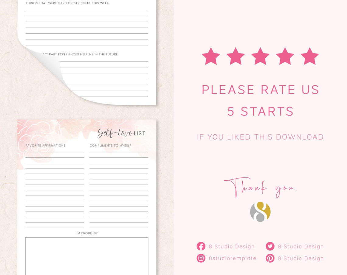 Self Love Journal Planner Printable Wellness Journal Self | Etsy