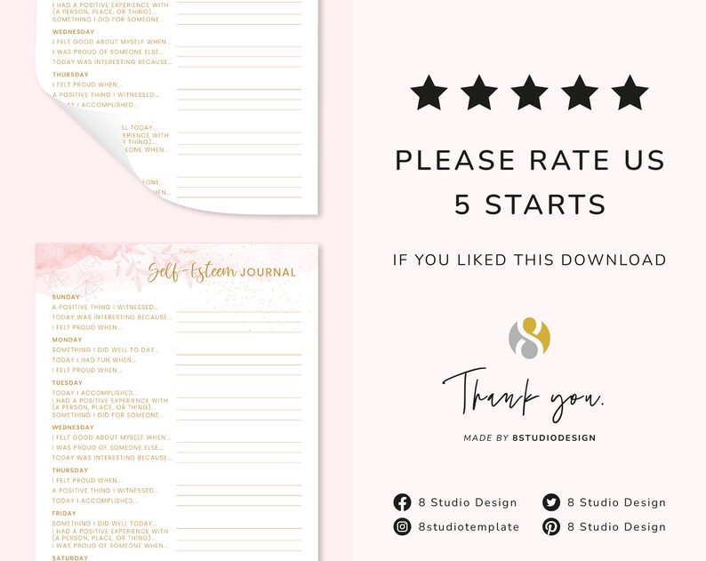 Self-esteem Journal - Planner Printable, Self Esteem, Self Love, Self ...