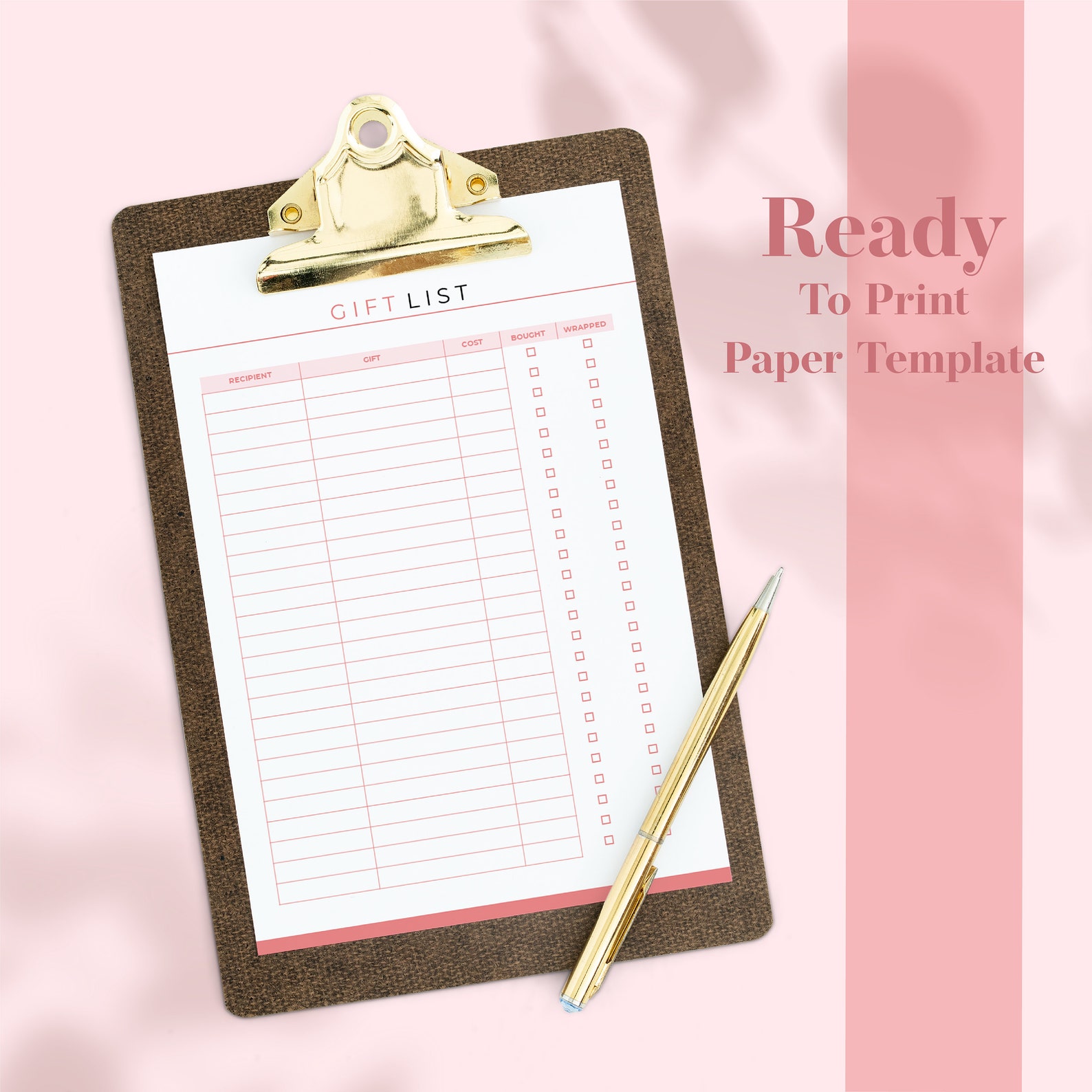 Gift Giving & Receiving List - KDP Interiors Editable, Printable PDF ...
