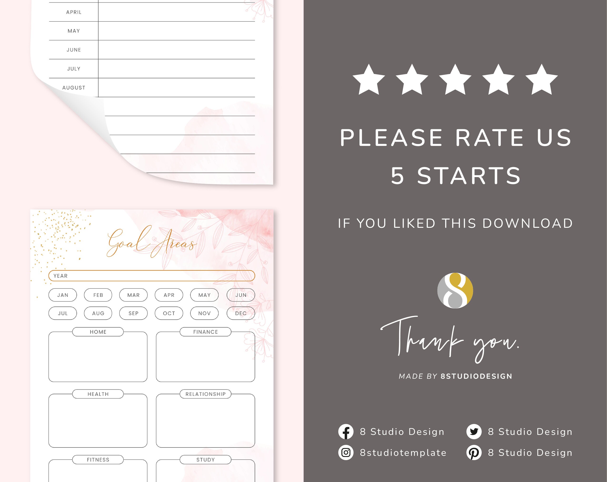 Goal Planner Insert - Planner Printable, Goal Tracker, Goal Setting ...