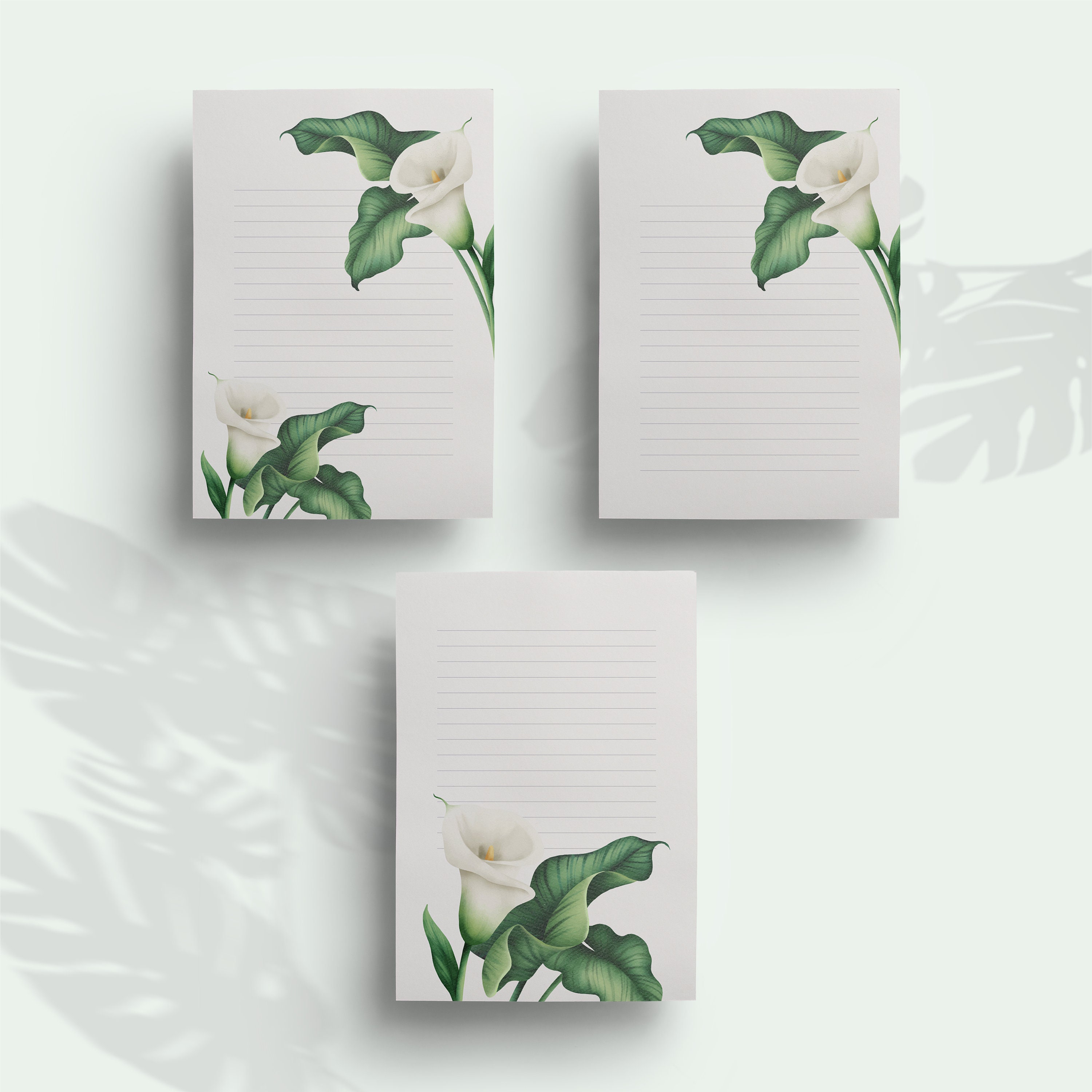White Lilies Printable Stationery 2 - Lined - Printable PDF ...