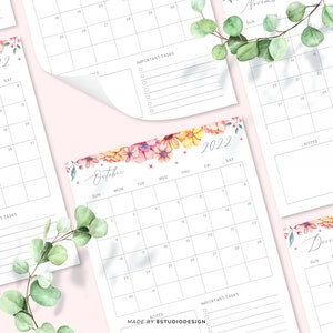2022 Monthly Planner Printable, Dated Month on 1 Page, Monthly ...