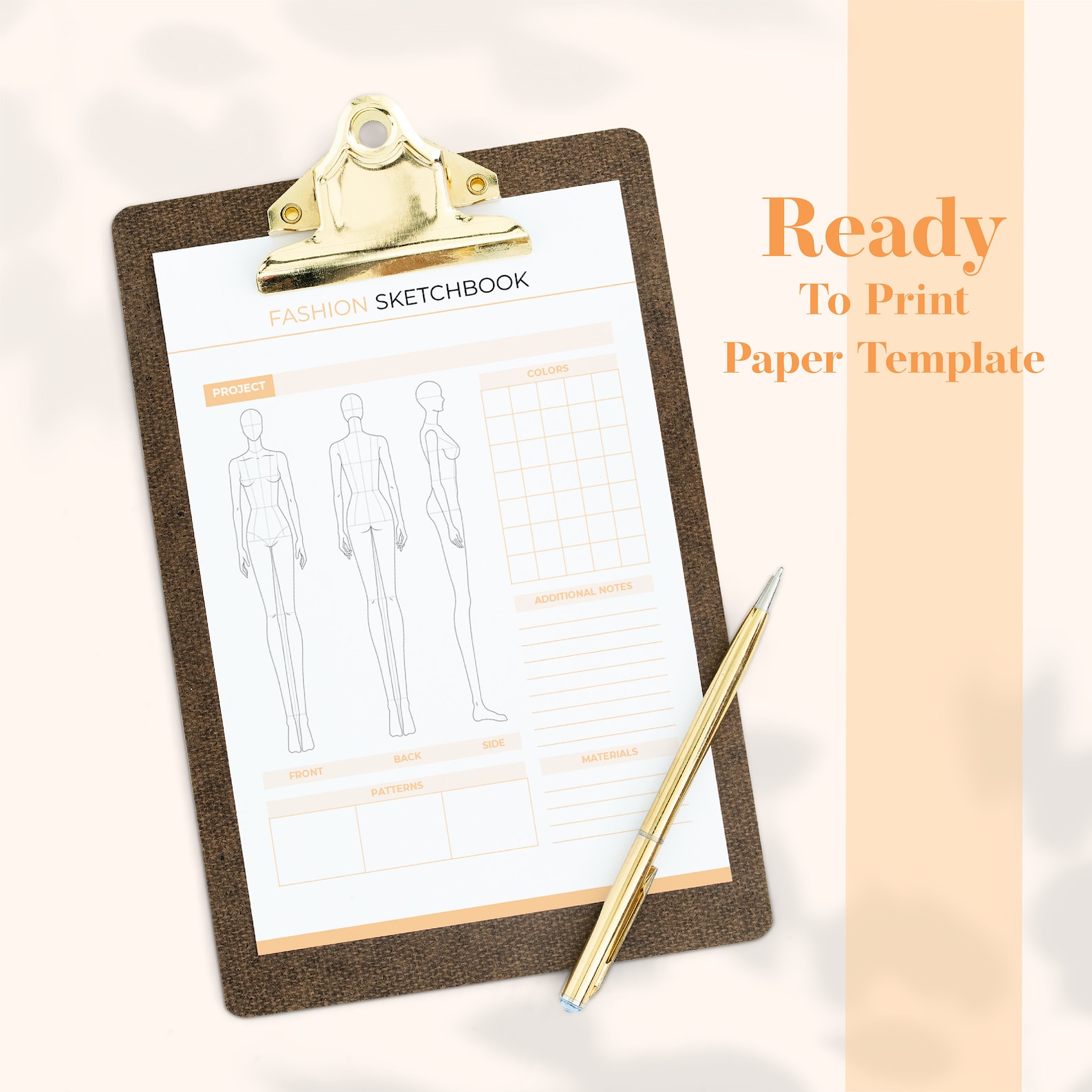 Fashion Sketchbook Printable Template - KDP Interiors Editable ...