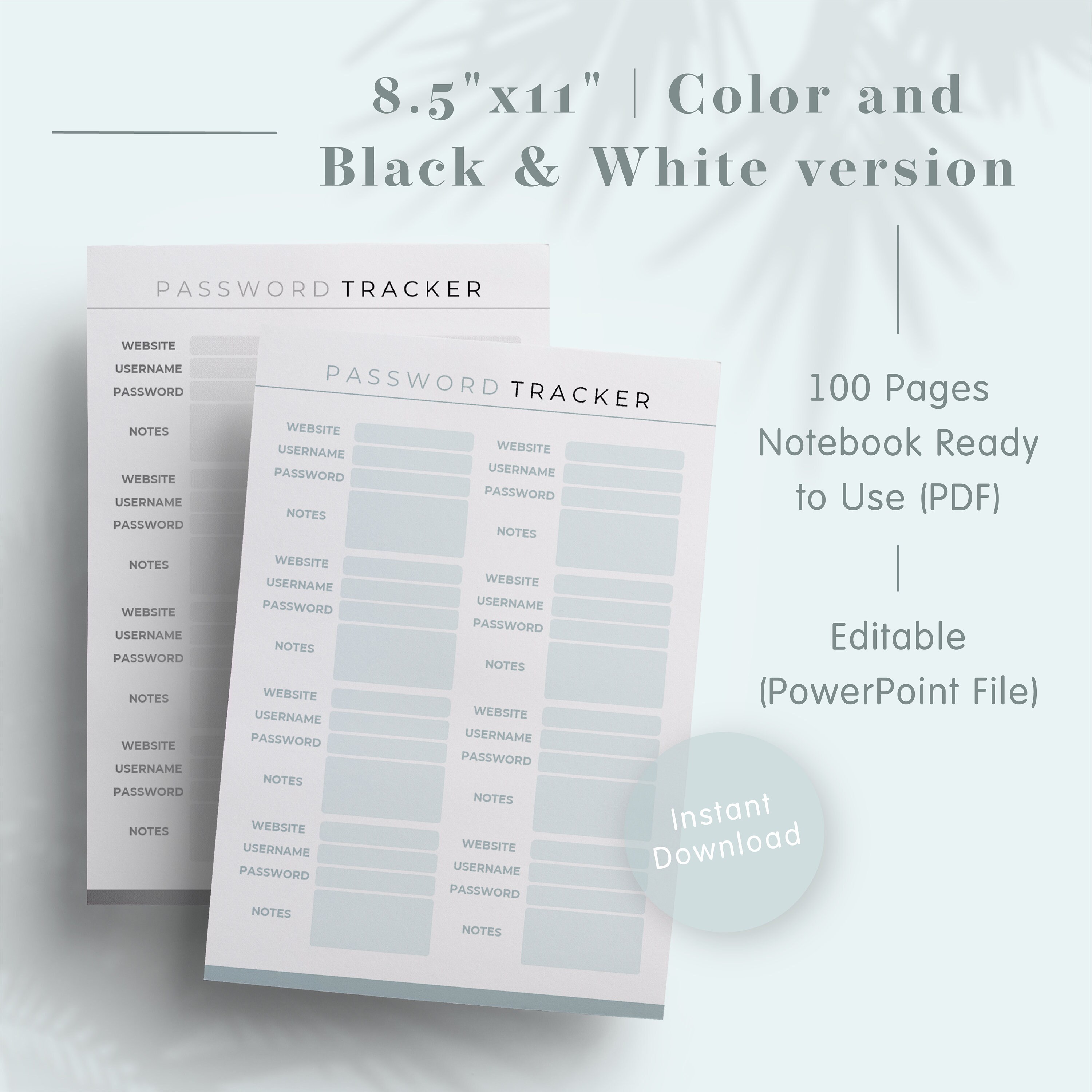 Password Tracker Printable Template - KDP Interiors Editable, Printable ...