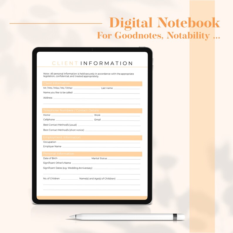 Client Information Sheet Printable Template KDP Interiors Editable ...