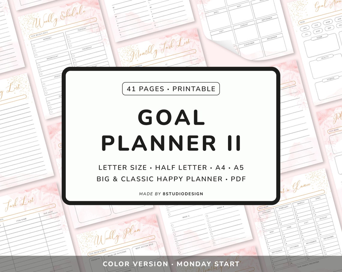 Goal Planner Insert - Planner Printable, Goal Tracker, Goal Setting ...