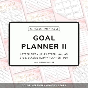 Goal Planner Insert - Planner Printable, Goal Tracker, Goal Setting ...