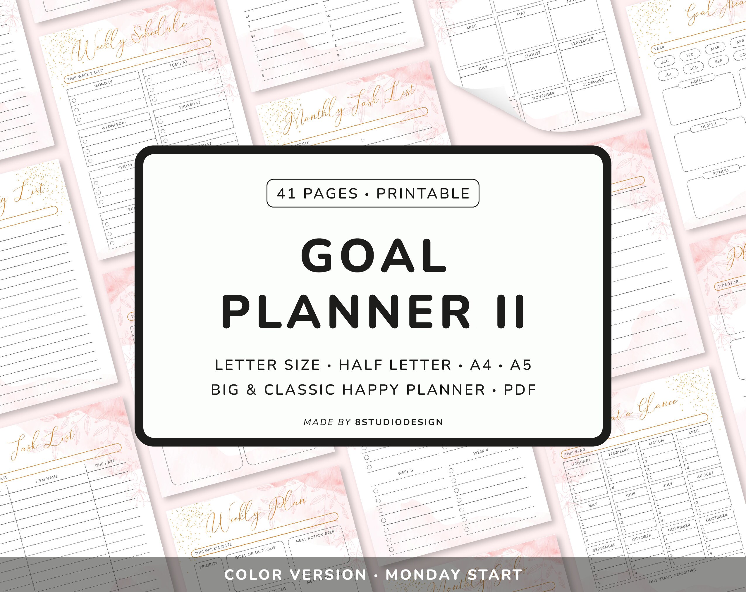 Goal Planner Insert - Planner Printable, Goal Tracker, Goal Setting ...