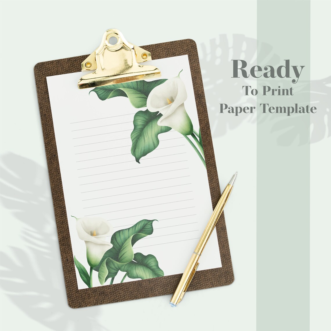 White Lilies Printable Stationery 2 - Lined - Printable PDF ...