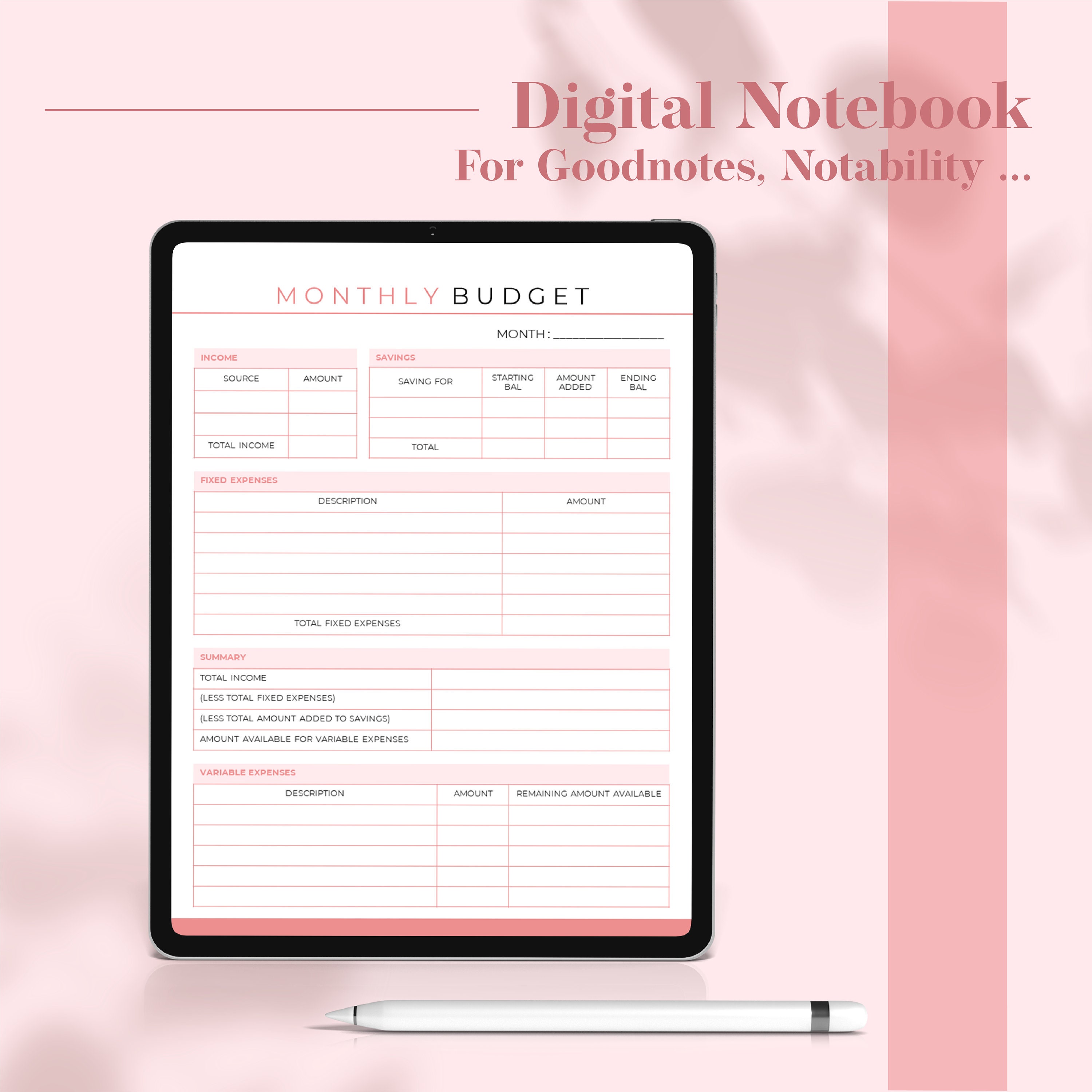 Monthly Budget Planner Template - KDP Interiors Editable, Printable PDF ...