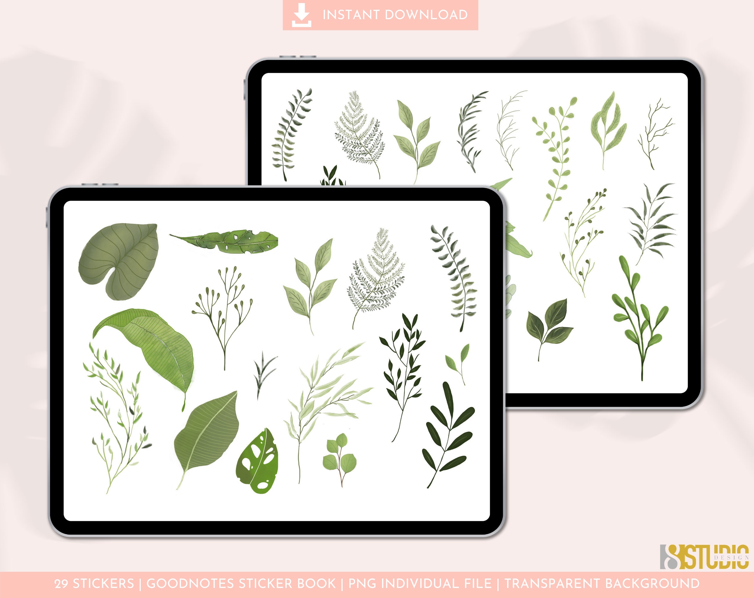 Green Leaf Stickers for Digital Planner Leafy Plant - Etsy