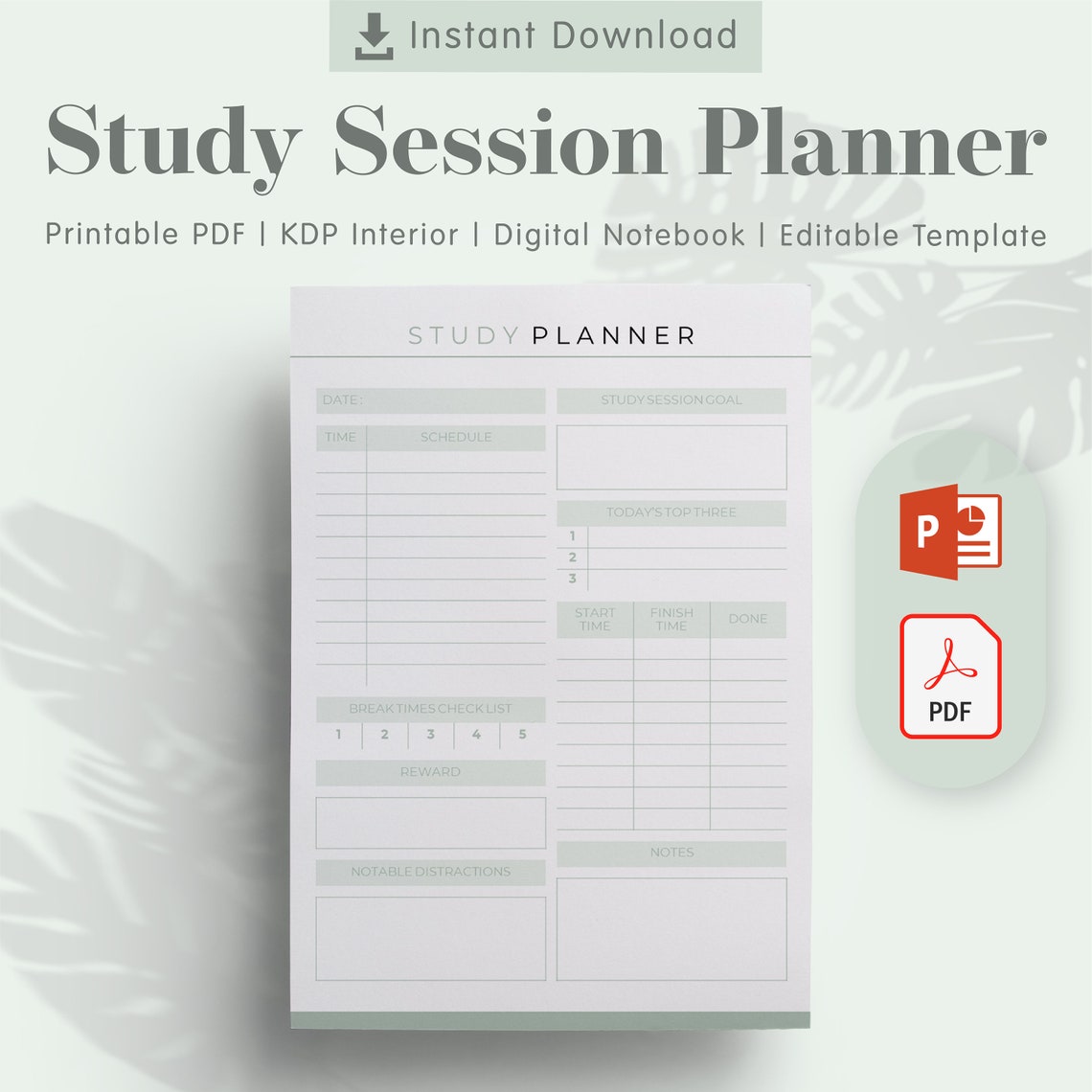 Study Session Planner Template - KDP Interiors Editable, Printable PDF ...