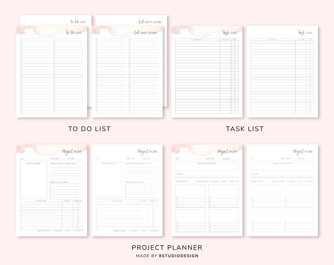 Productivity Planner Printable Daily Weekly Monthly Planner BUNDLE ...