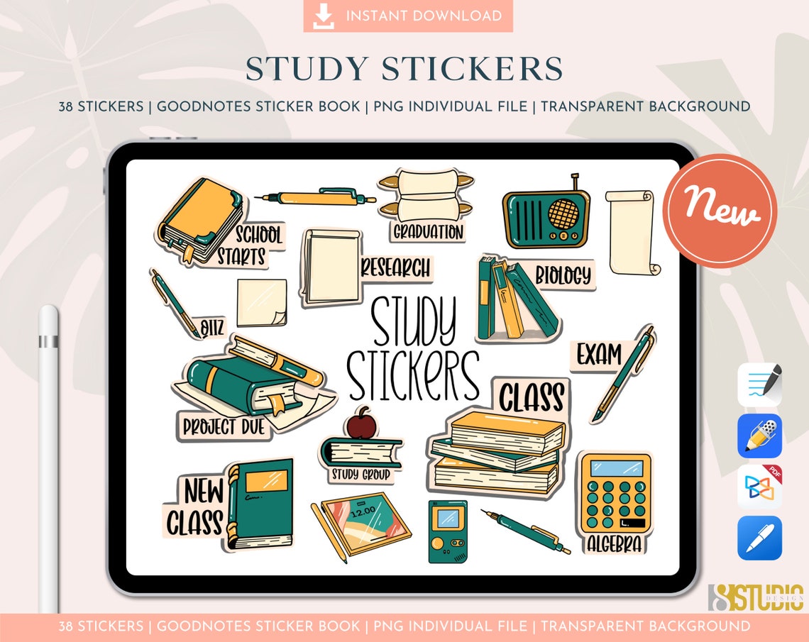 Study Digital Planner Sticker - Digital Stickers for Goodnotes, Study ...