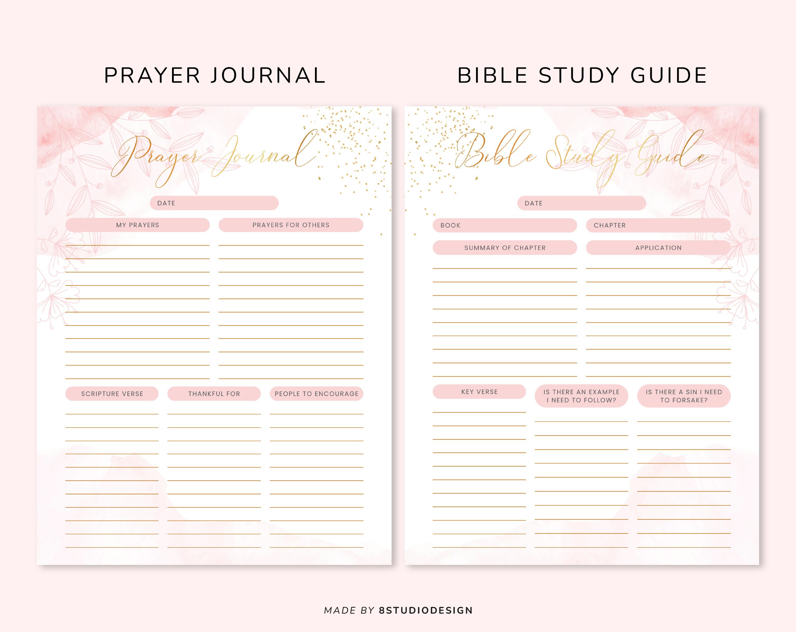Bible Study Planner Template - Planner Printable, Prayer Journal ...