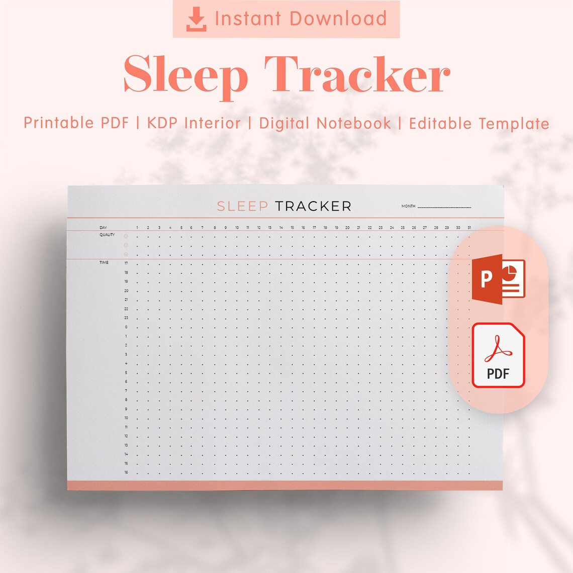 Sleep Tracker Planner Template - KDP Interiors Editable, Printable PDF ...