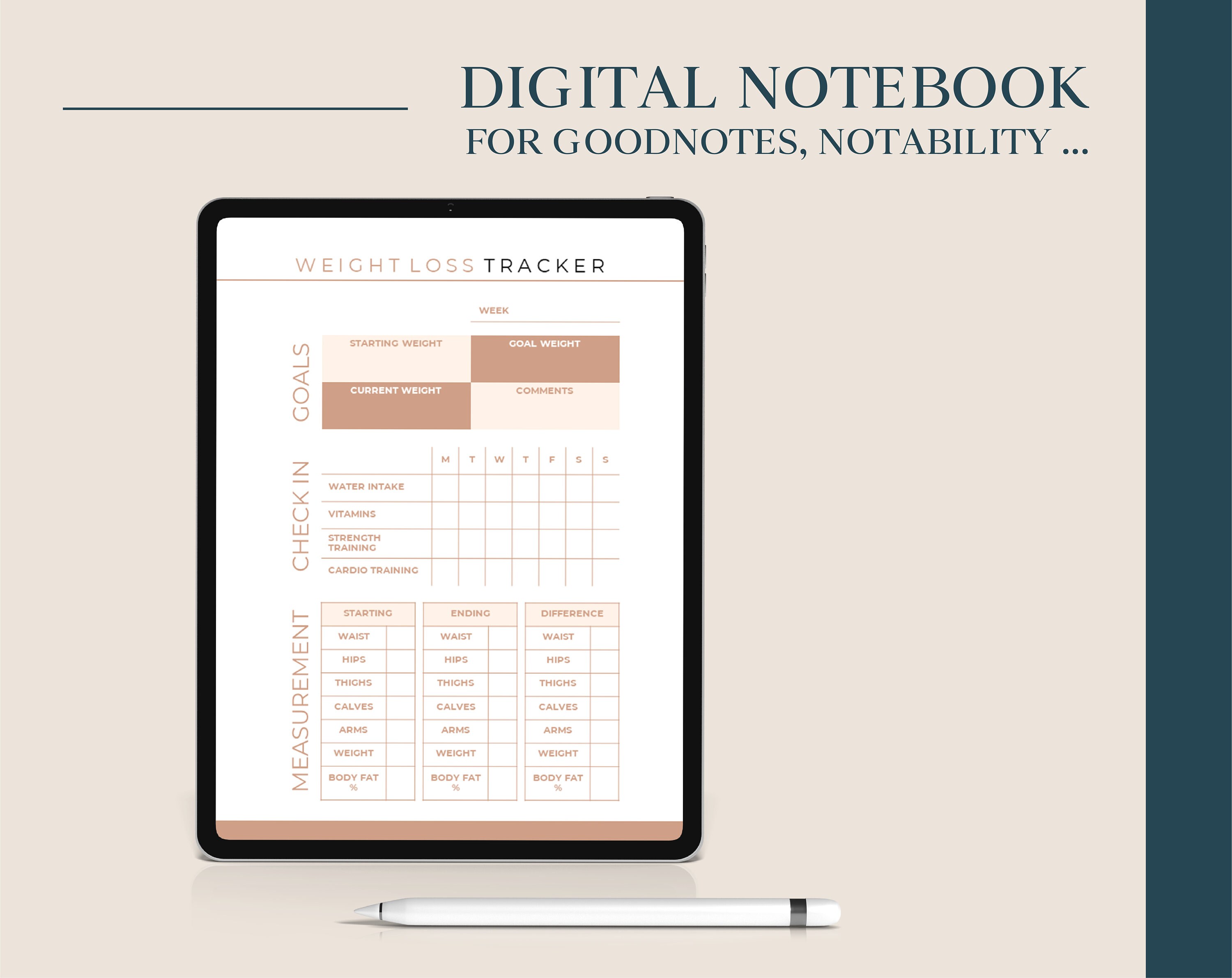 Weight Loss Tracker Planner Template - KDP Interiors Editable ...