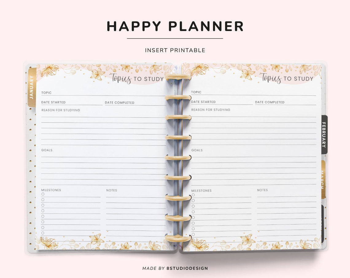 Topics to Study Planner Printable, Student Planner, College Planner ...