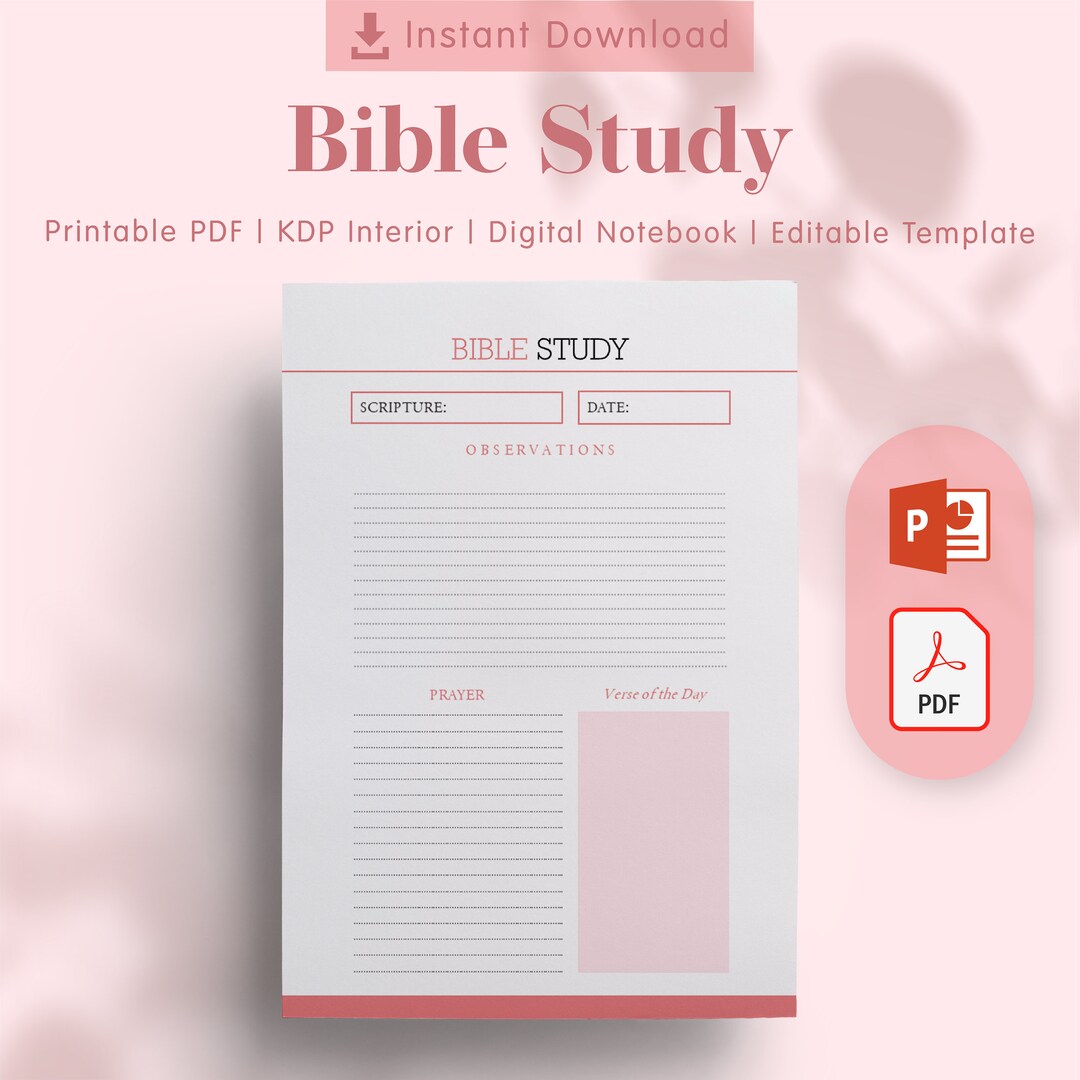 Bible Study Planner Template - KDP Interiors Editable, Printable PDF ...