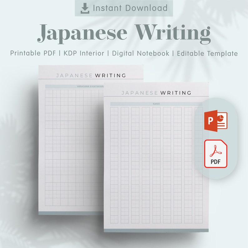 Japanese Writing Practice Printable Template - KDP Interiors Editable ...
