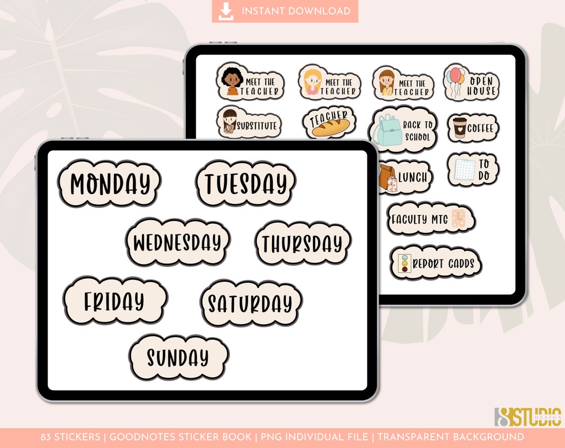 Teacher Stickers for Goodnotes School Pre-cropped Digital - Etsy