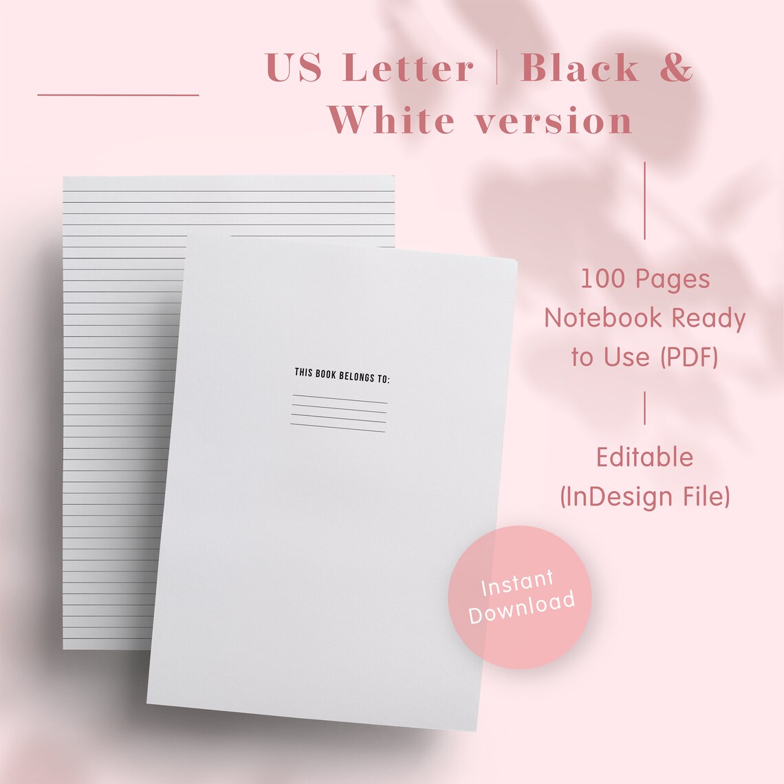 Lined Notebook Printable Template - KDP Interiors Editable, Printable ...