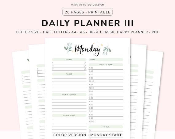 Daily Planner Template Planner Printable to Do List Day - Etsy