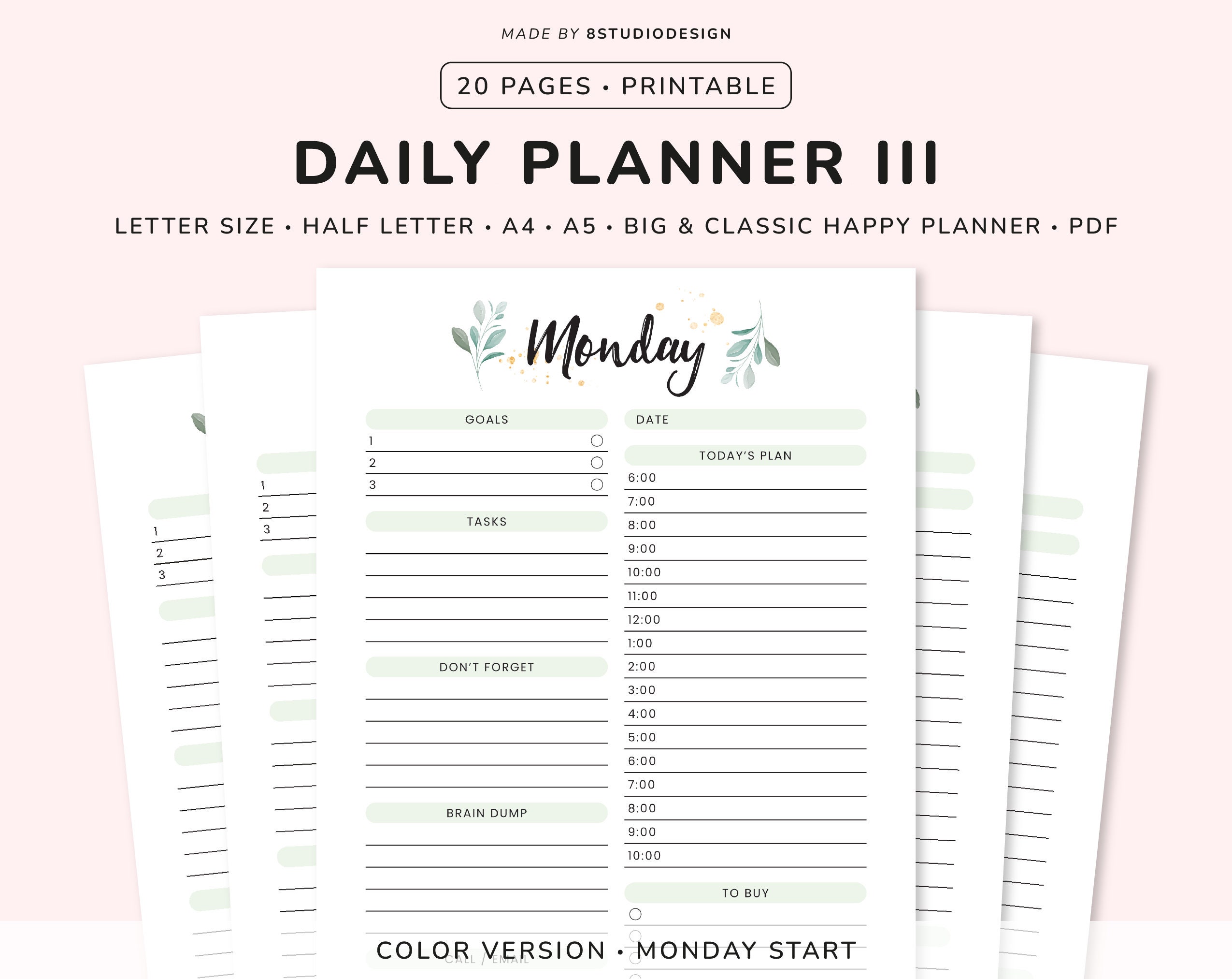 Daily Planner Template Planner Printable to Do List Day - Etsy