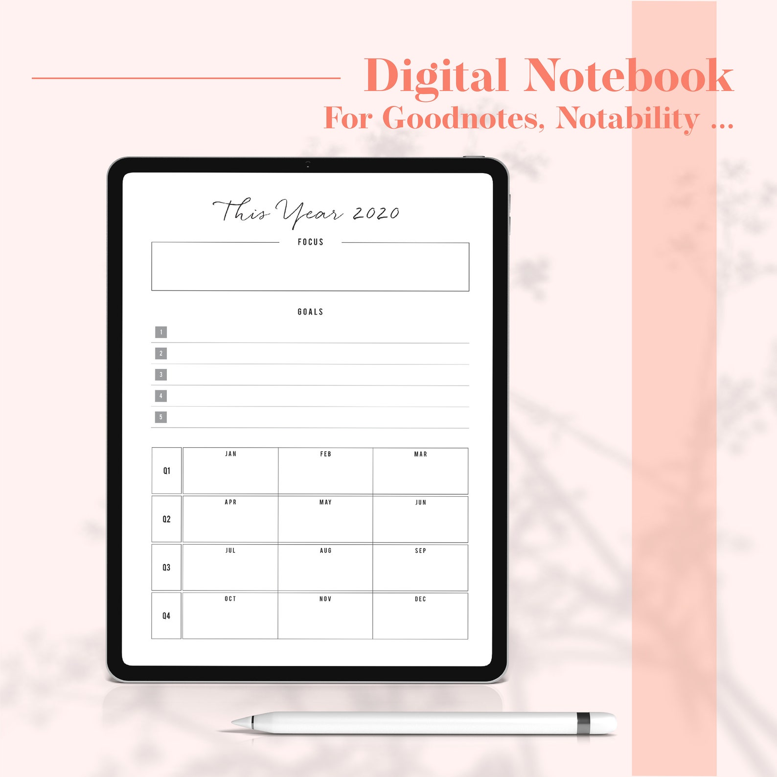 2020 Goals Setting Printable Template - KDP Interiors Editable ...