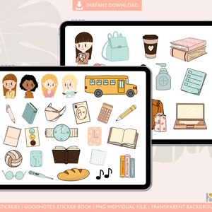 Teacher Stickers for Goodnotes, School Pre-cropped Digital Stickers for ...