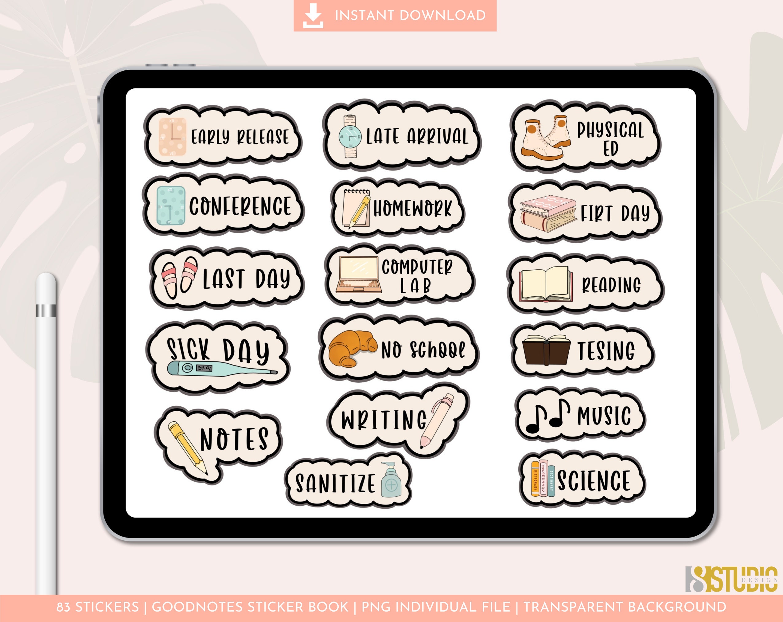 Teacher Stickers for Goodnotes School Pre-cropped Digital - Etsy