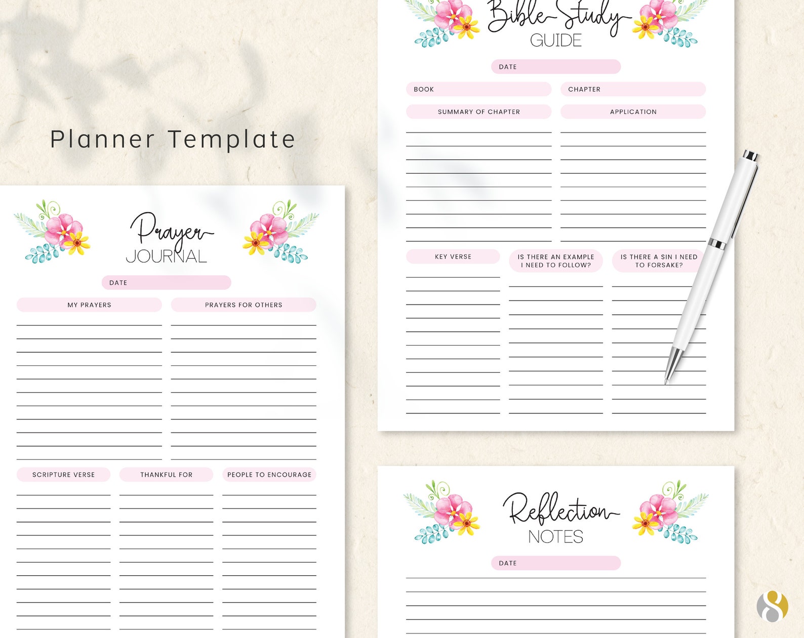 Bible Study Planner Template - Planner Printable, Prayer Journal ...
