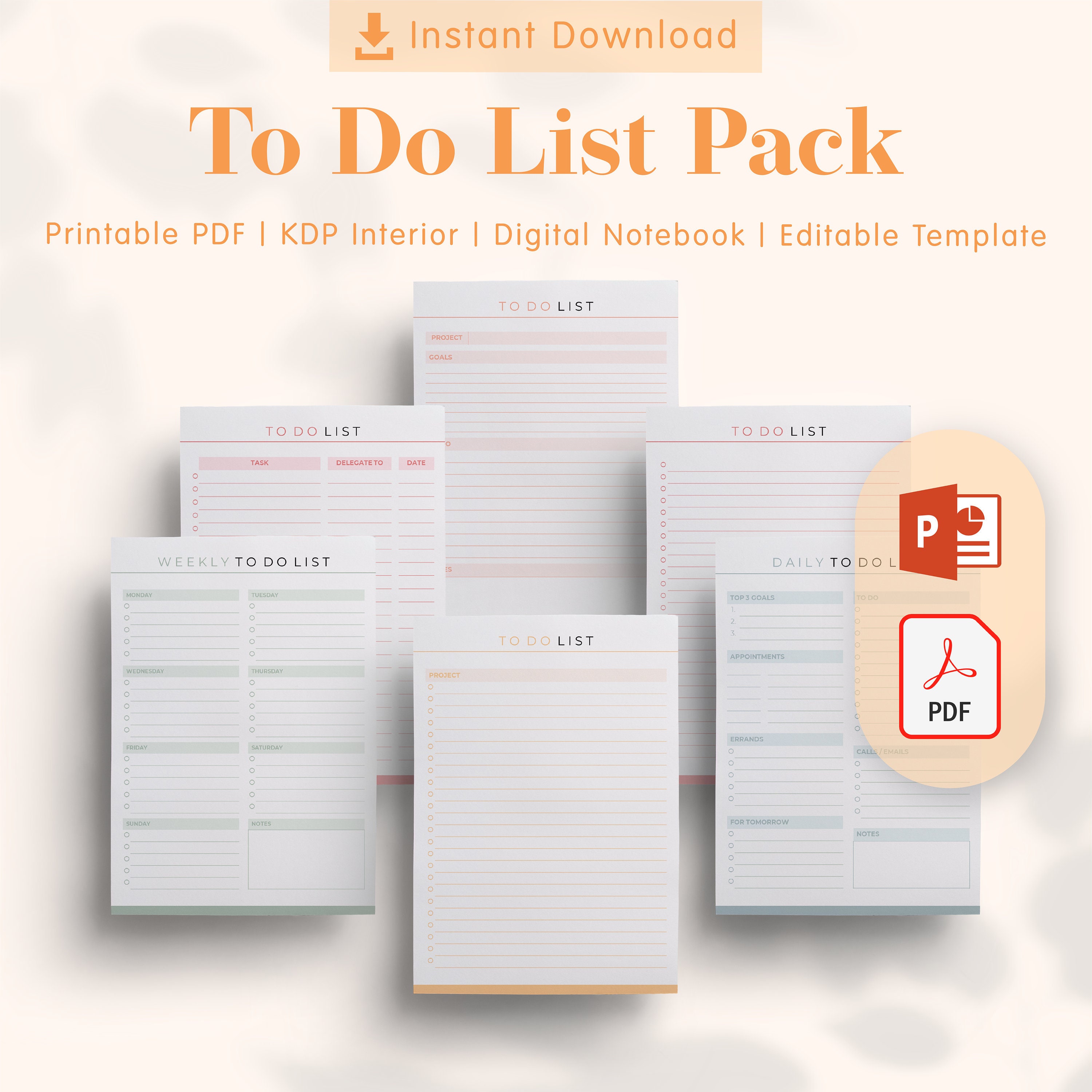 To Do List Pack Planner Template - KDP Interiors Editable, Printable ...