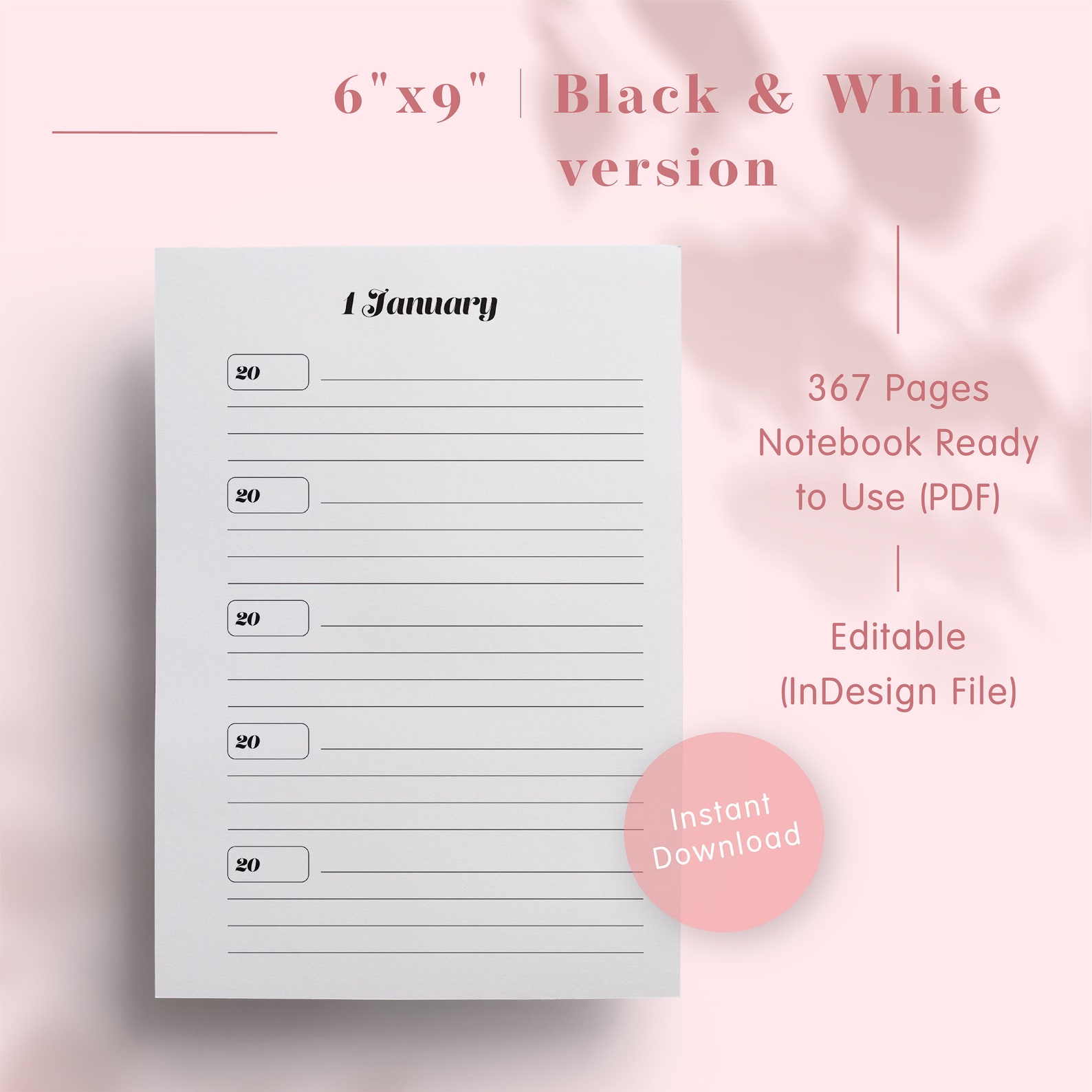 One Line a Days Planner Template KDP Interiors Editable, Printable PDF ...