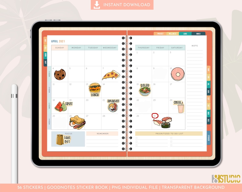 Food Digital Stickers - Digital Stickers for Goodnotes Planner ...