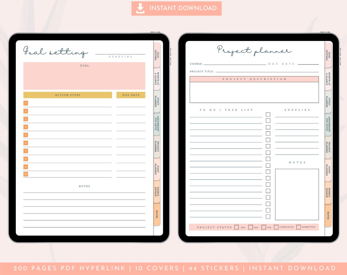 Student Digital Planner, College School iPad Planner, Academic Digital ...