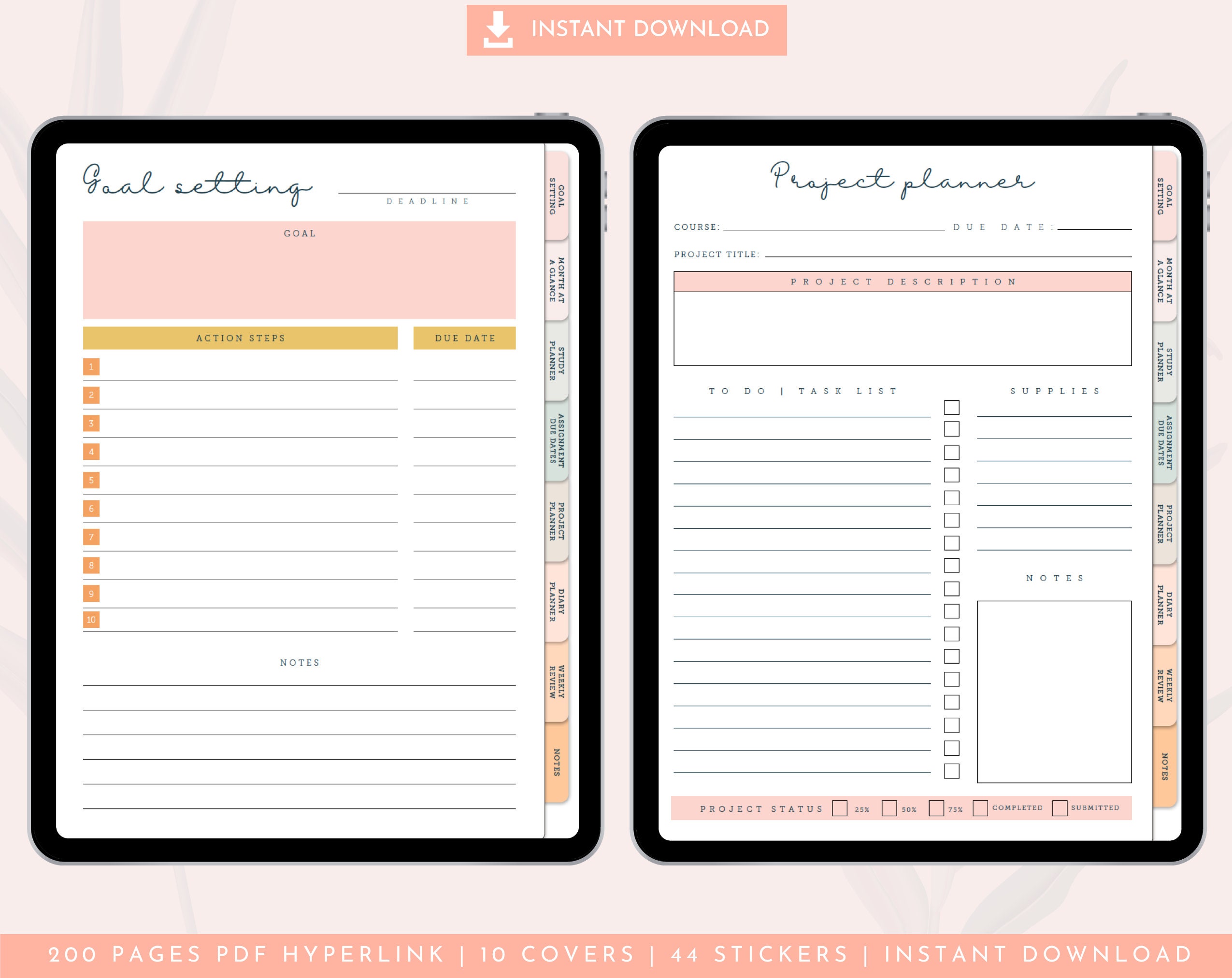 Student Digital Planner, College School iPad Planner, Academic Digital ...