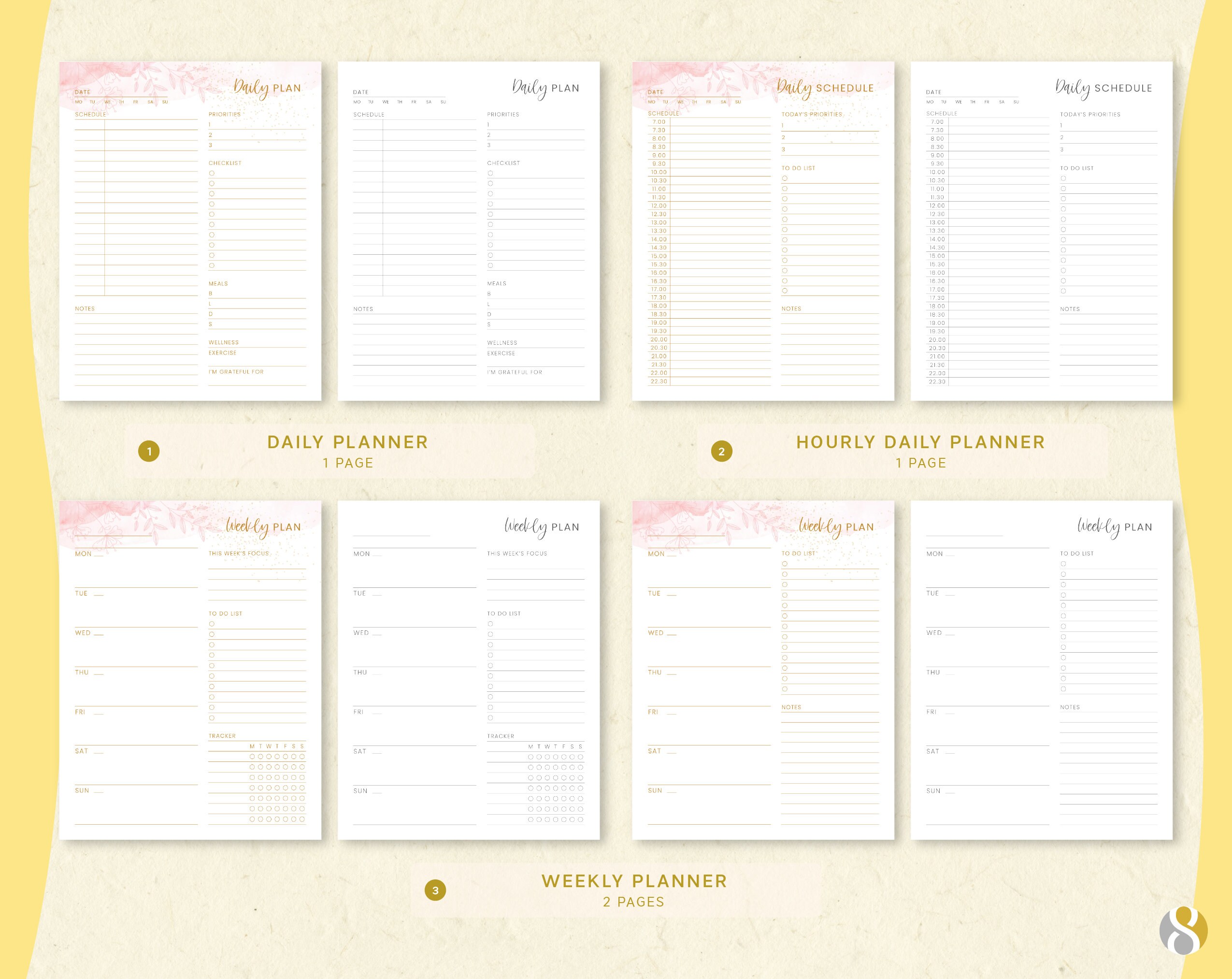 Productivity Planner Printable Daily Weekly Monthly Planner | Etsy