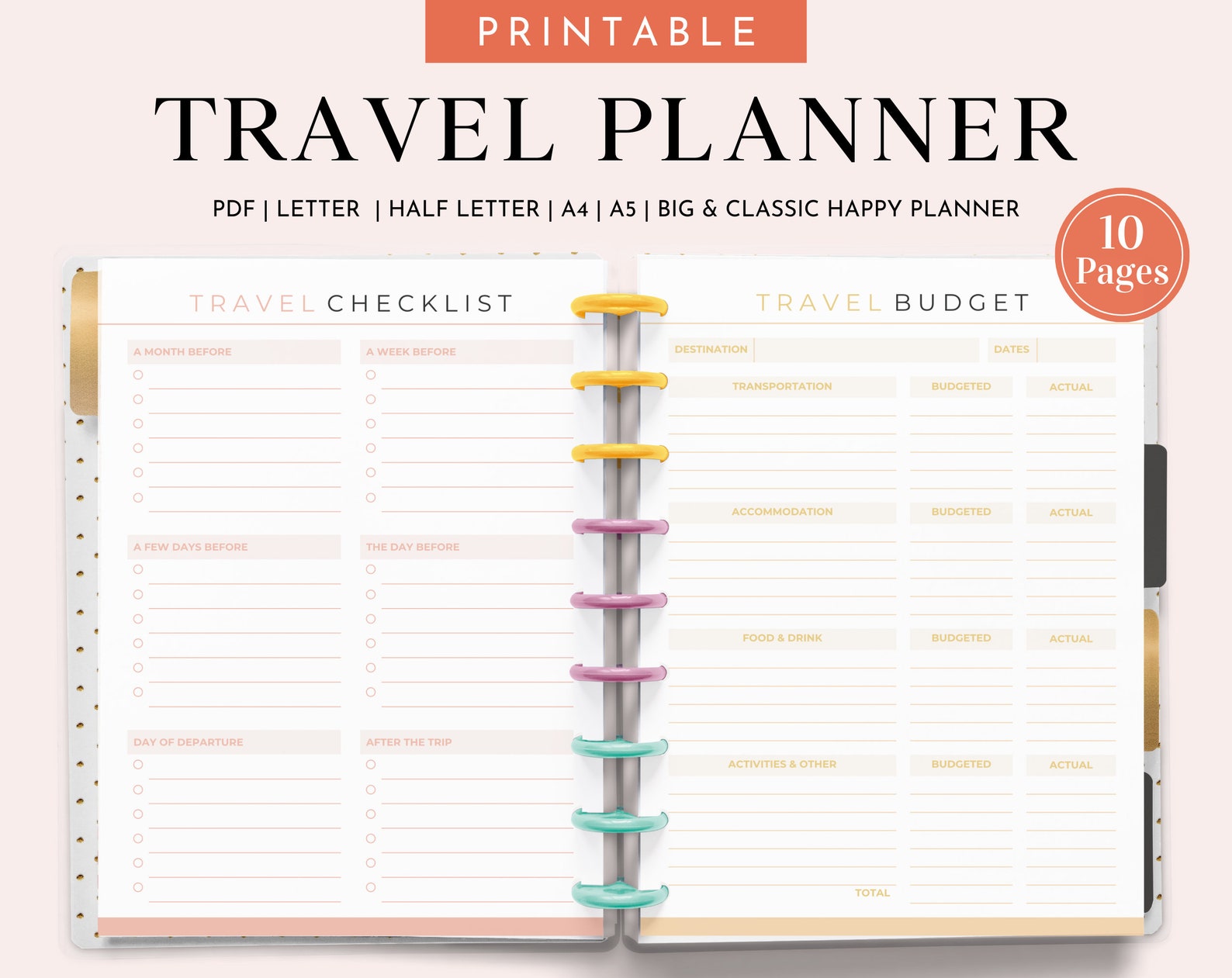 Travel Planner Printable - Travel Planner Itinerary, Planner Template ...