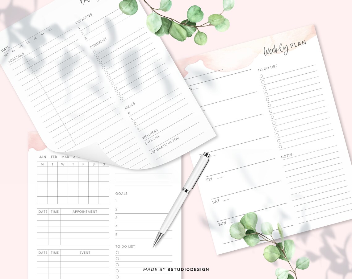 Productivity Planner Printable Daily Weekly Monthly Planner BUNDLE ...