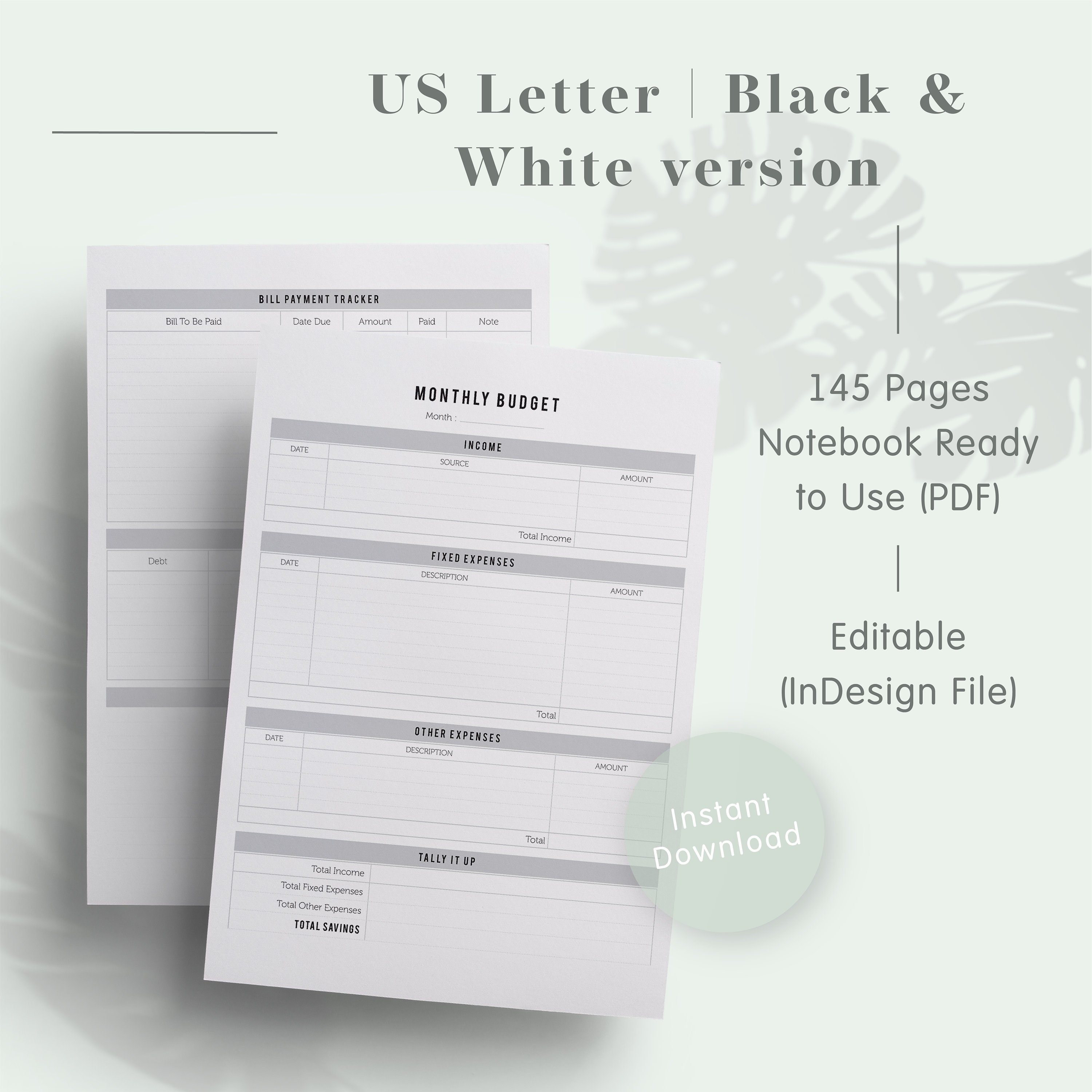 Monthly Budget Planner Template KDP Interiors Editable, Printable PDF ...