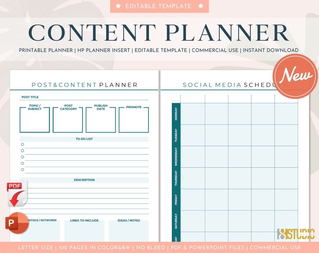 Content Planner PDF Printable - Editable Post and Content Planner ...