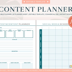 Content Planner PDF Printable - Editable Post and Content Planner ...