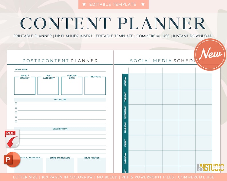 Content Planner PDF Printable - Editable Post and Content Planner ...