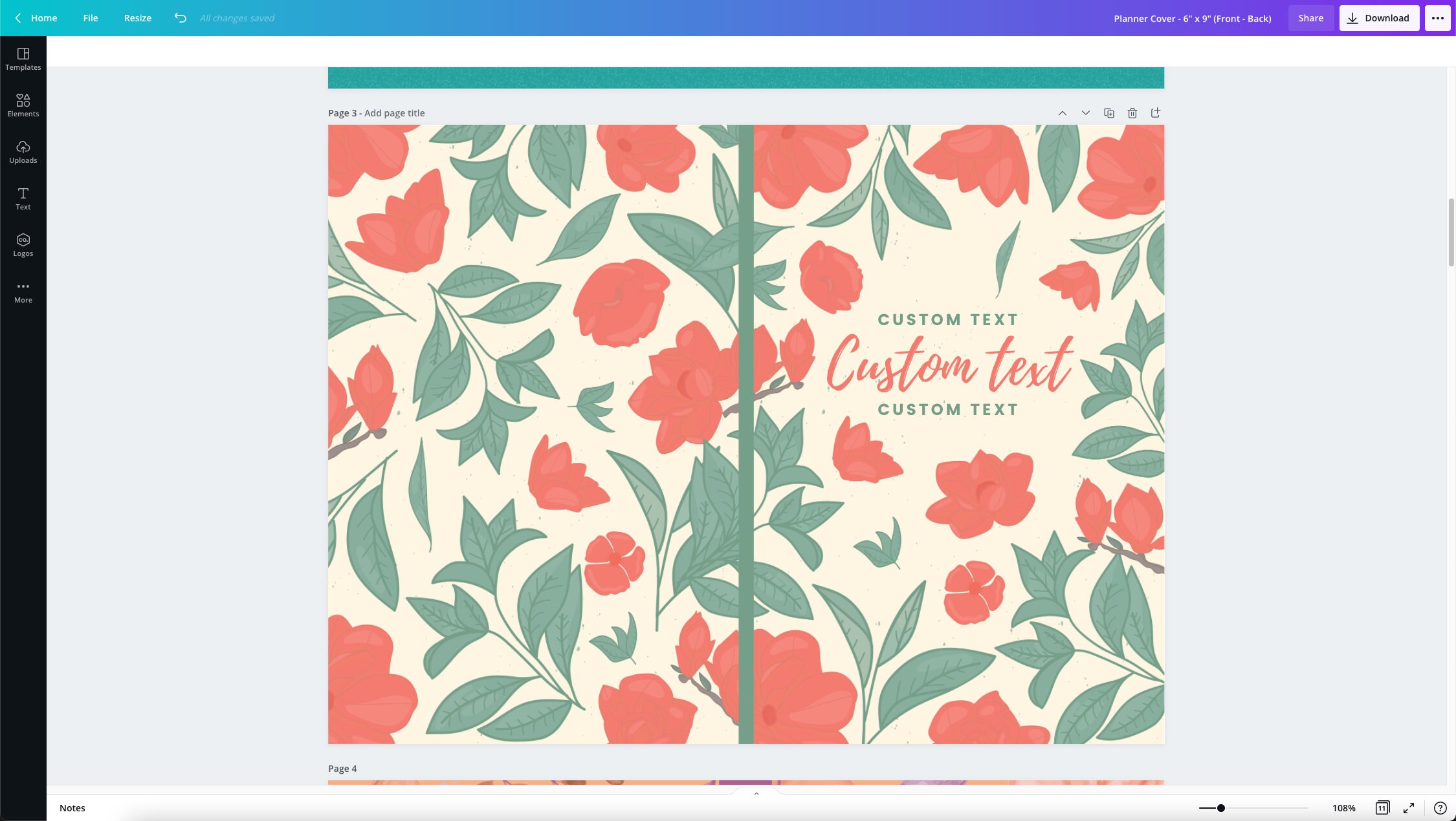 Editable Planner Cover - 10 Canva Editable Covers for Digital Notebook ...