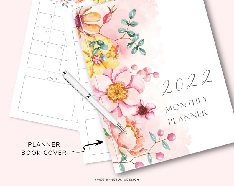 2022 Monthly Planner Printable, Dated Month on 1 Page, Monthly ...