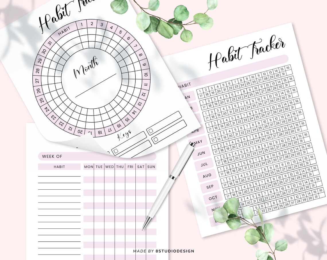 Habit Tracker Journal Planner Printable, Month Habit Tracker, Habit ...