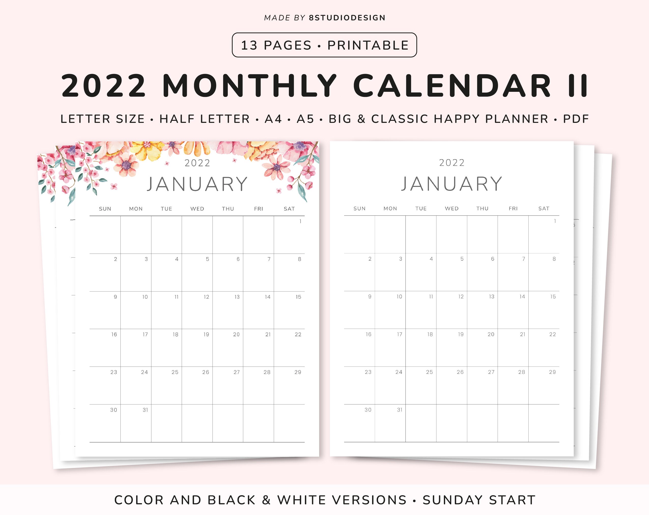 Blank Calendar 2022 Printable